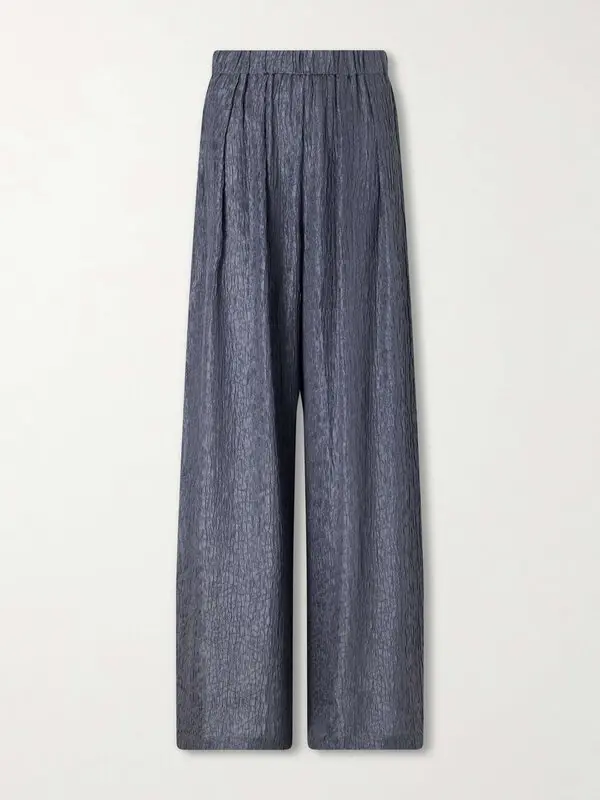 CORTANA Anhelo Crinkled Silk-charmeuse Wide-leg Pants - Blue