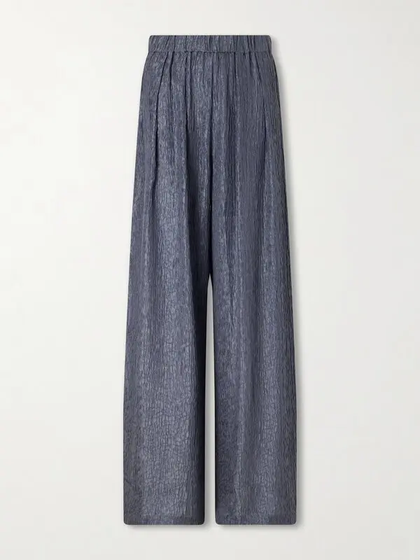 CORTANA Anhelo Crinkled Silk-charmeuse Wide-leg Pants
