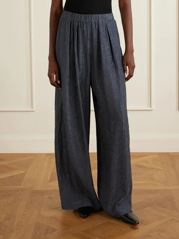 CORTANA Anhelo Crinkled Silk-charmeuse Wide-leg Pants