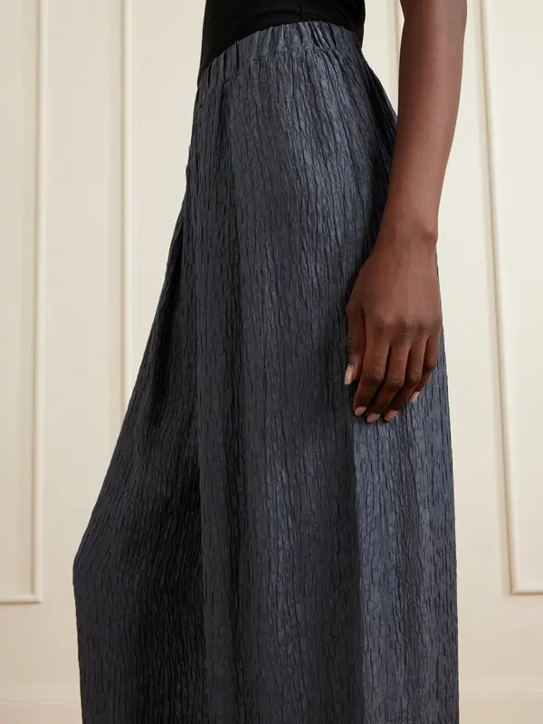 CORTANA Anhelo Crinkled Silk-charmeuse Wide-leg Pants