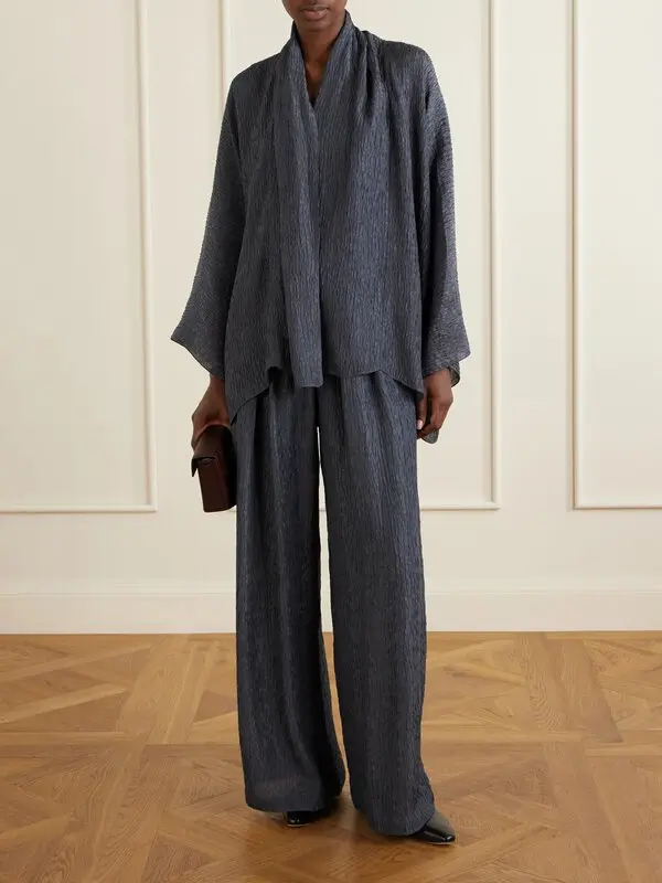 CORTANA Anhelo Crinkled Silk-charmeuse Kimono Jacket