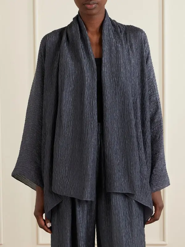 CORTANA Anhelo Crinkled Silk-charmeuse Kimono Jacket