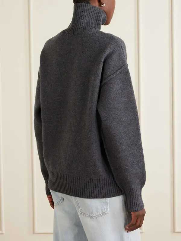 AMI Paris Oversized Intarsia Wool Turtleneck Sweater