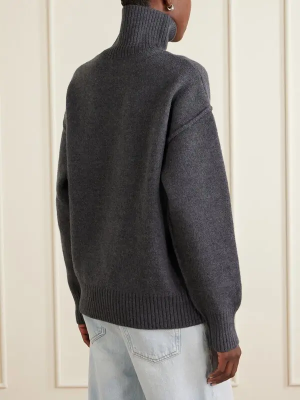 AMI Paris Oversized Intarsia Wool Turtleneck Sweater