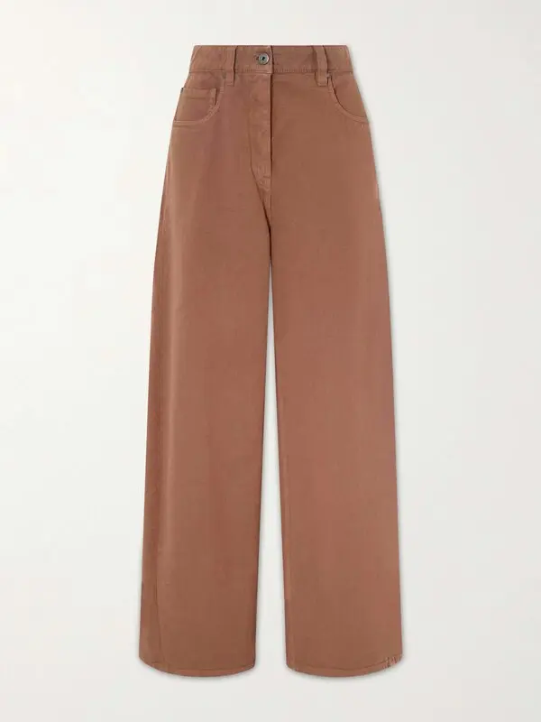 Brunello Cucinelli Embellished High-rise Wide-leg Jeans