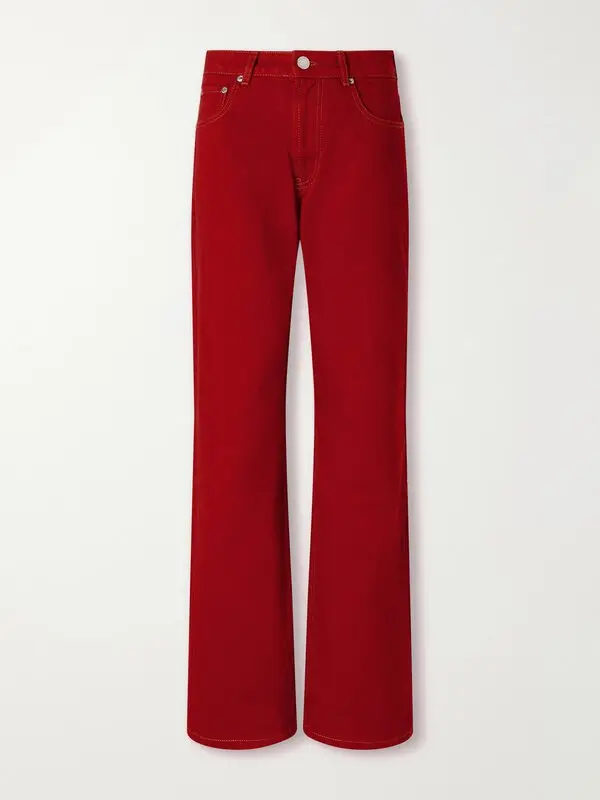 AMI Paris Mid-rise Wide-leg Jeans - Red