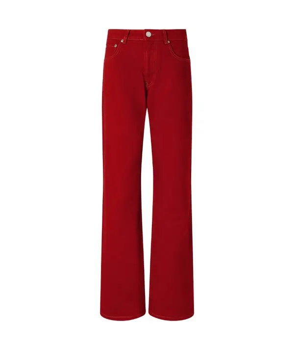 AMI Paris Mid-rise Wide-leg Jeans - Red