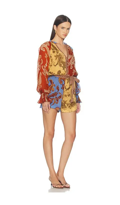 Hemant & Nandita Printed Romper With Tie Belt