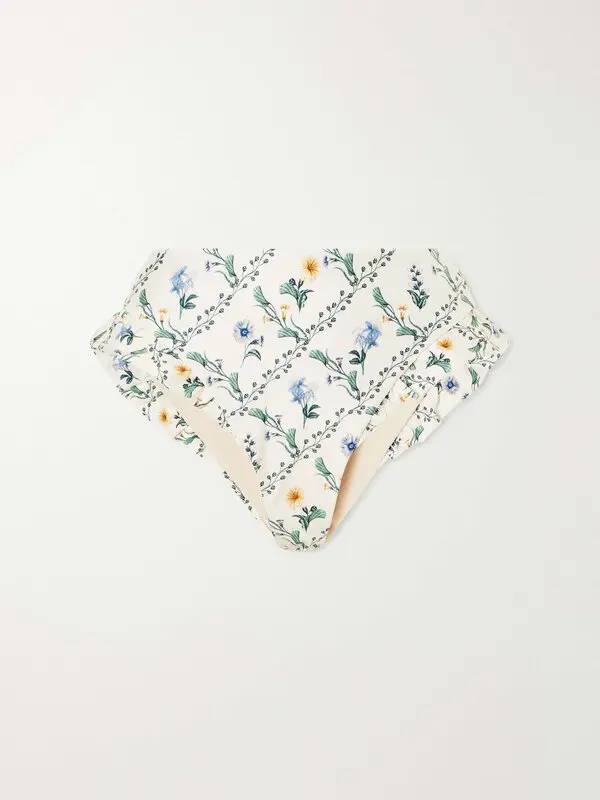 Agua Bendita Jengibre Brisa Floral-print Bikini Brief - Cream