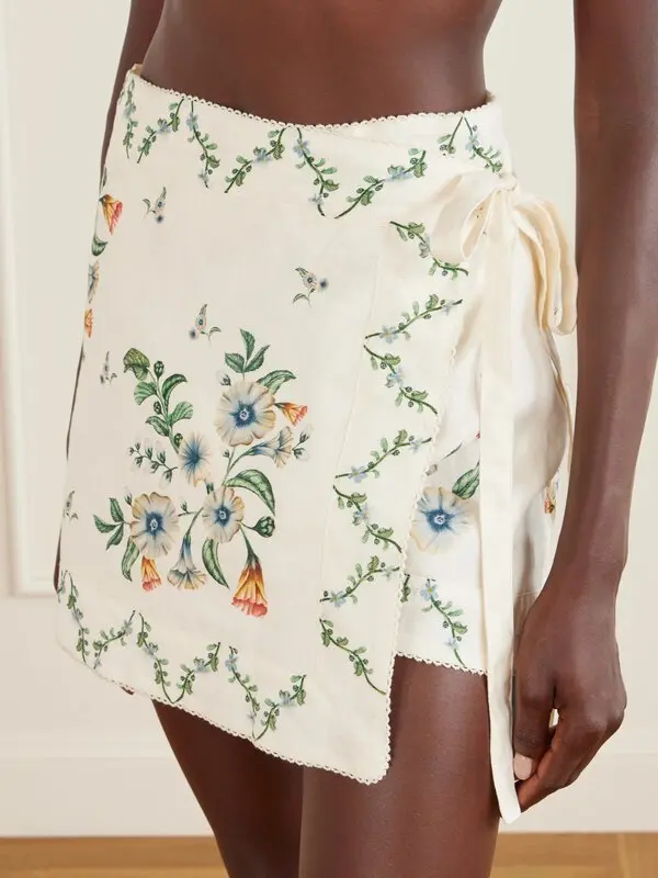 Agua Bendita Luna Brisa Floral-printed Linen Pareo - Neutrals