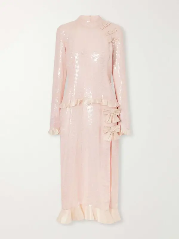 Alessandra Rich Sequin-embellished Silk-georgette Midi Dress - Pink