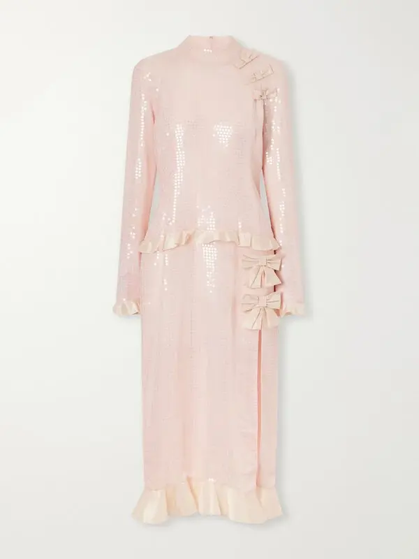 Alessandra Rich Sequin-embellished Silk-georgette Midi Dress