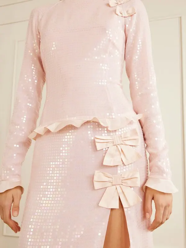 Alessandra Rich Sequin-embellished Silk-georgette Midi Dress
