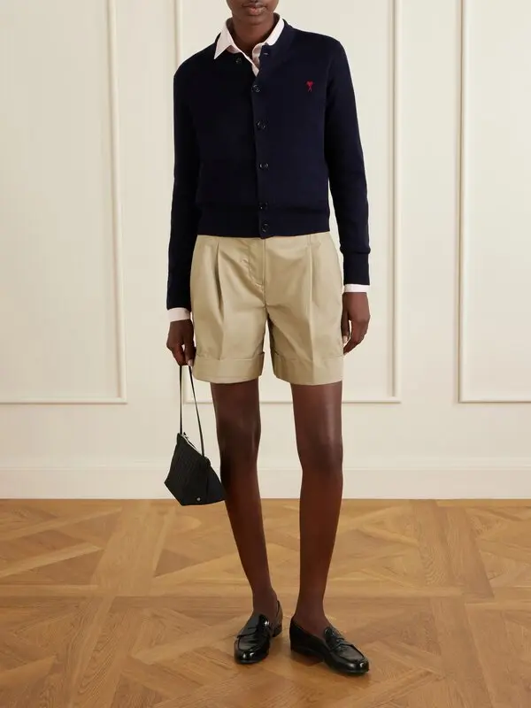 AMI Paris Embroidered Wool Cardigan