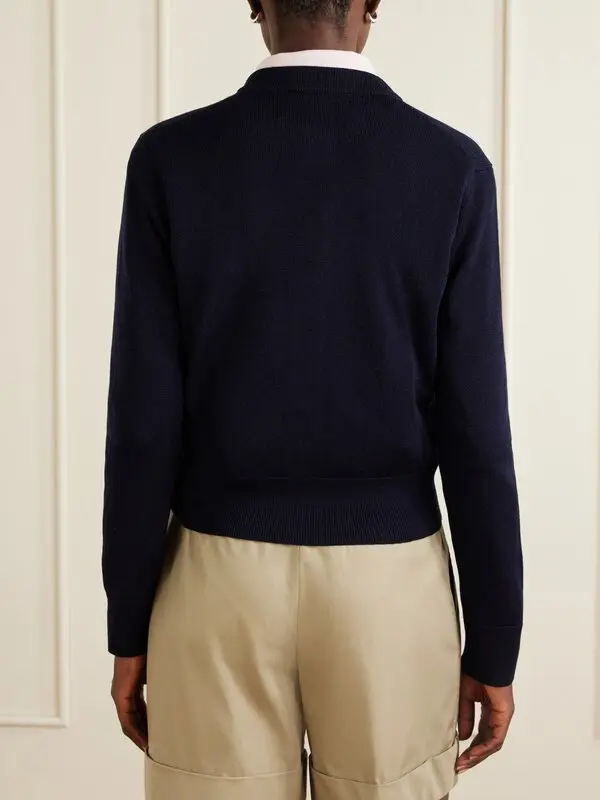 AMI Paris Embroidered Wool Cardigan