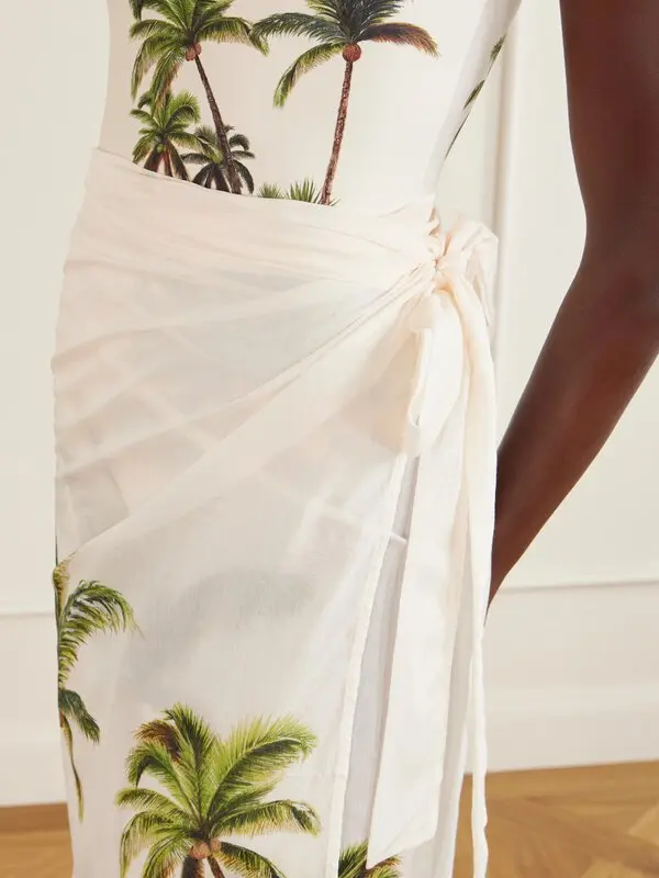 Agua Bendita Lavanda Arena Cotton And Silk Blend Pareo - Neutrals