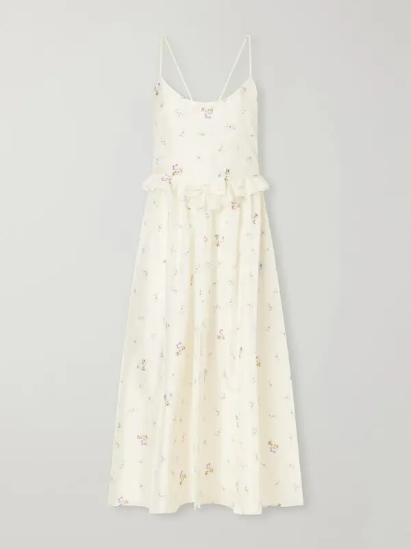 Alessandra Rich Floral-print Silk Taffeta Midi Dress