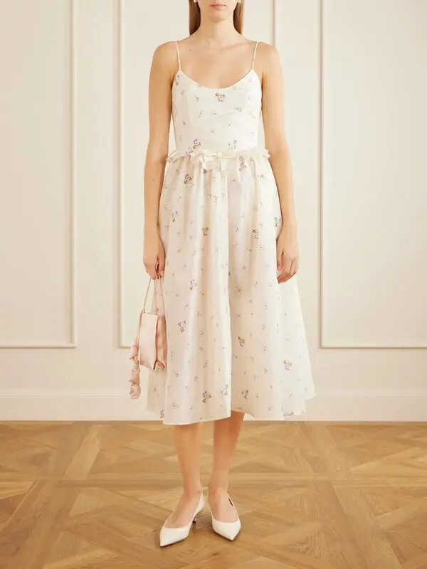 Alessandra Rich Floral-print Silk Taffeta Midi Dress