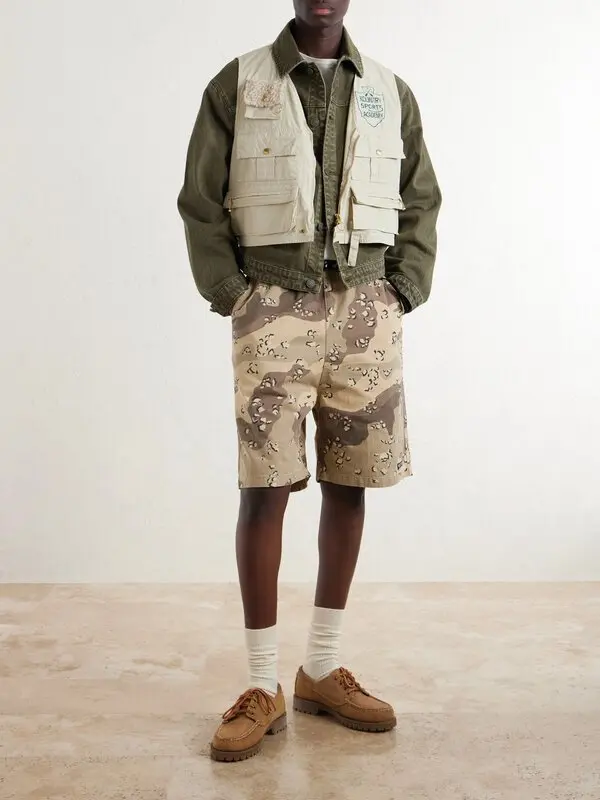 Kapital Straight-leg Camouflage Print Cotton Shorts