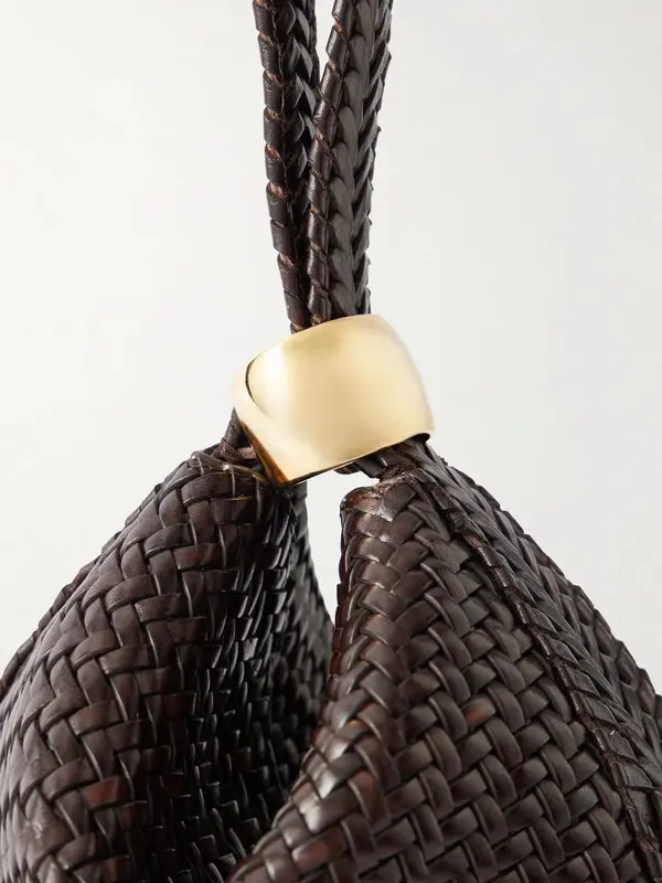 AMANU Zambia Woven Leather Clutch Bag With Gold-tone Clasp - Brown
