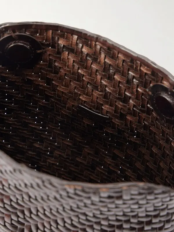 AMANU Zambia Woven Leather Clutch Bag With Gold-tone Clasp - Brown
