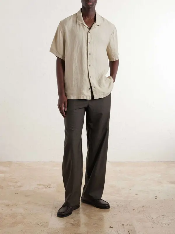 JAMES PERSE Convertible-collar Linen Shirt