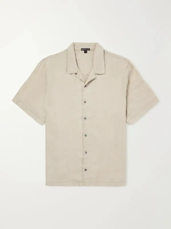 JAMES PERSE Convertible-collar Linen Shirt - Neutrals