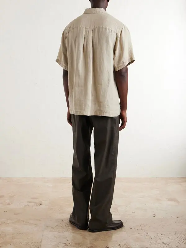 JAMES PERSE Convertible-collar Linen Shirt - Neutrals
