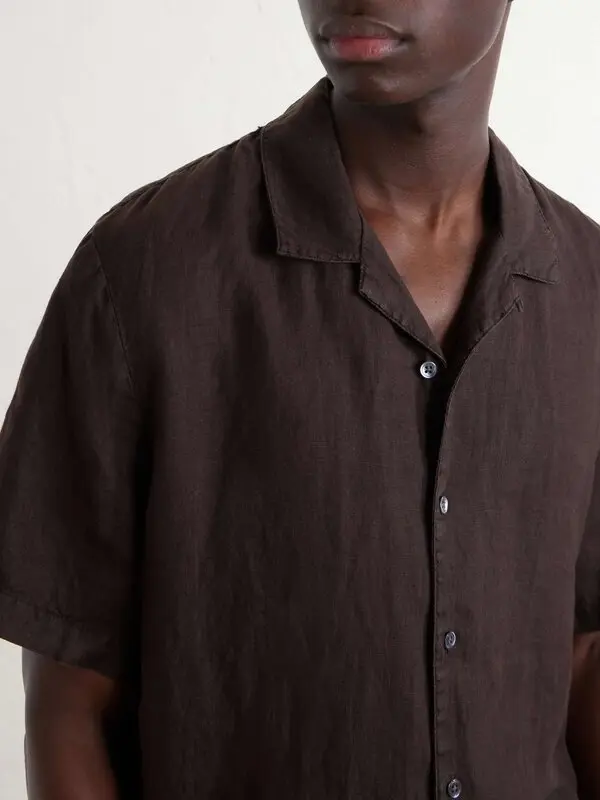 JAMES PERSE Convertible-collar Linen Shirt