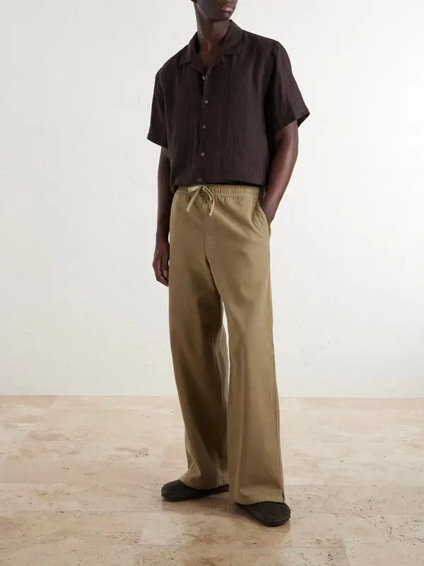 JAMES PERSE Convertible-collar Linen Shirt - Brown