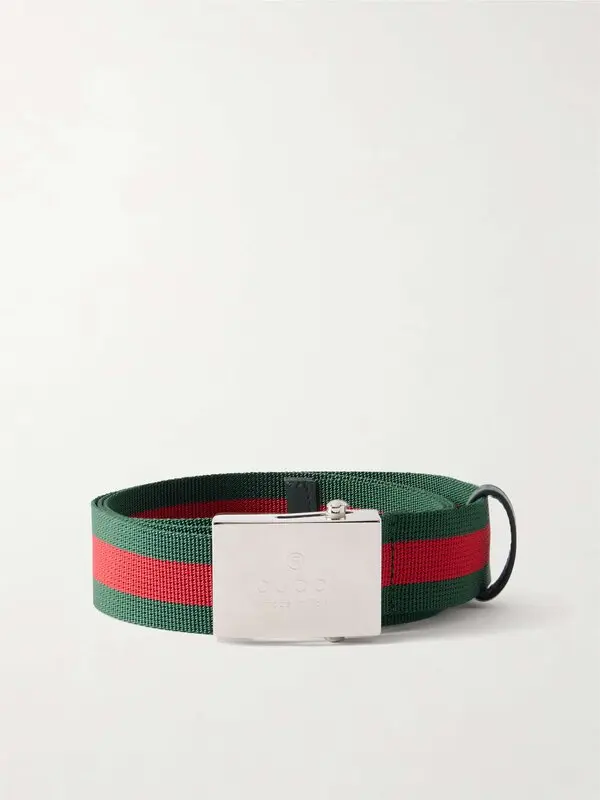 Gucci 3.5cm Striped Woven Belt