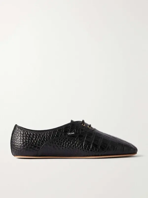 Celine Croc-effect Leather Oxford Shoes