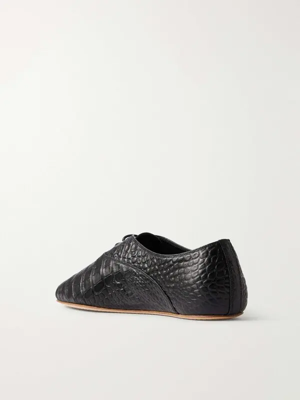 Celine Croc-effect Leather Oxford Shoes