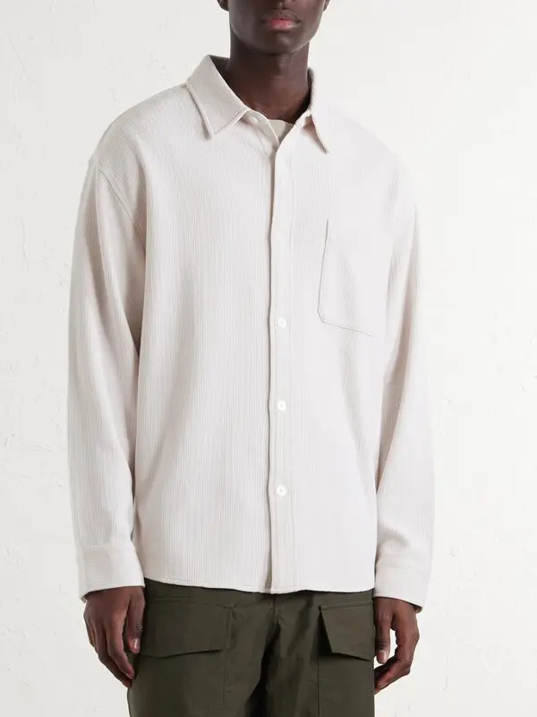 FRAME Waffle-knit Cotton Shirt - Neutrals