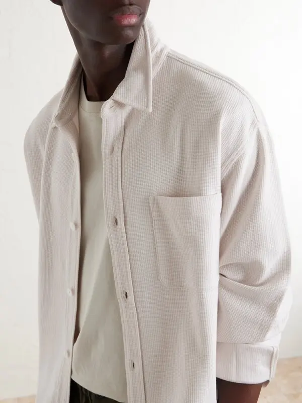 FRAME Waffle-knit Cotton Shirt - Neutrals