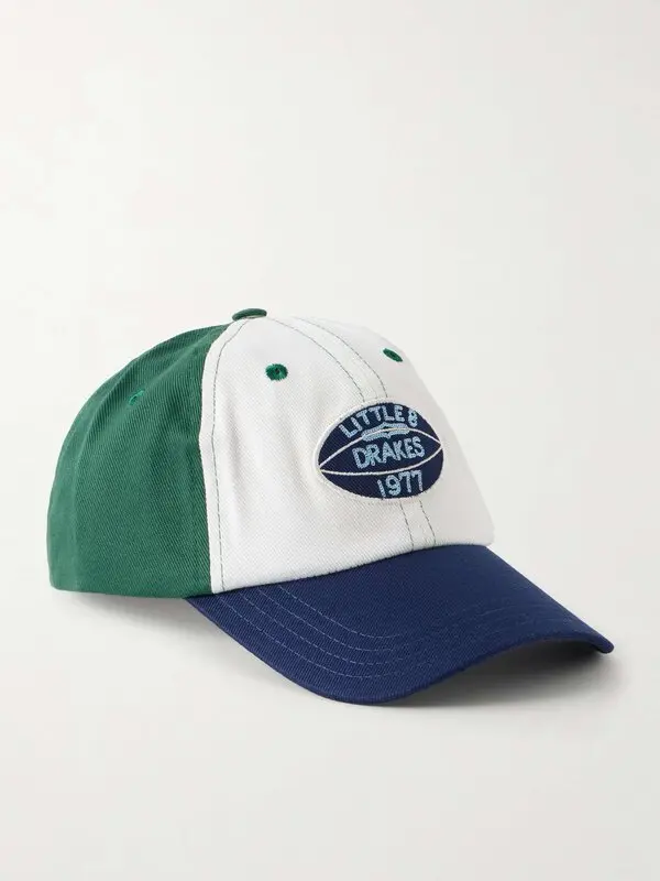 DRAKE'S Logo-embroidered Cotton-twill Baseball Cap - Multi