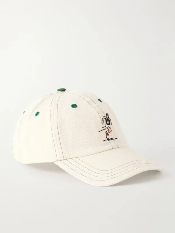 DRAKE'S Embroidered Cotton-twill Cap - Neutrals