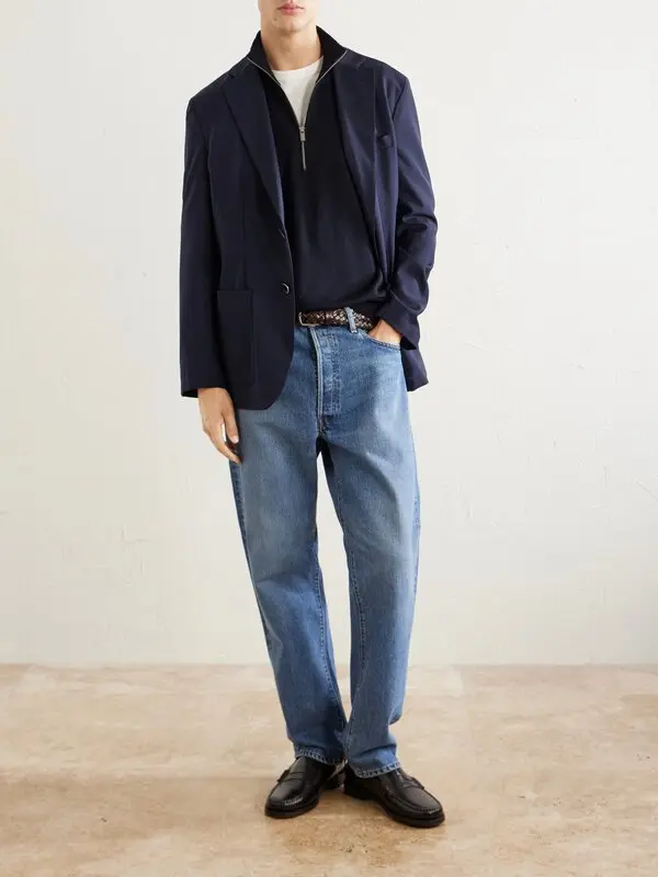 Barena Venezia Merino Wool Half-zip Sweater - Blue