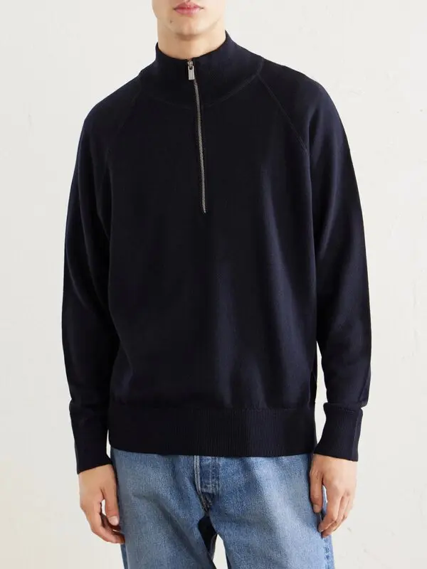 Barena Venezia Merino Wool Half-zip Sweater - Blue