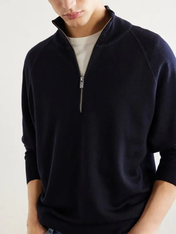 Barena Venezia Merino Wool Half-zip Sweater - Blue