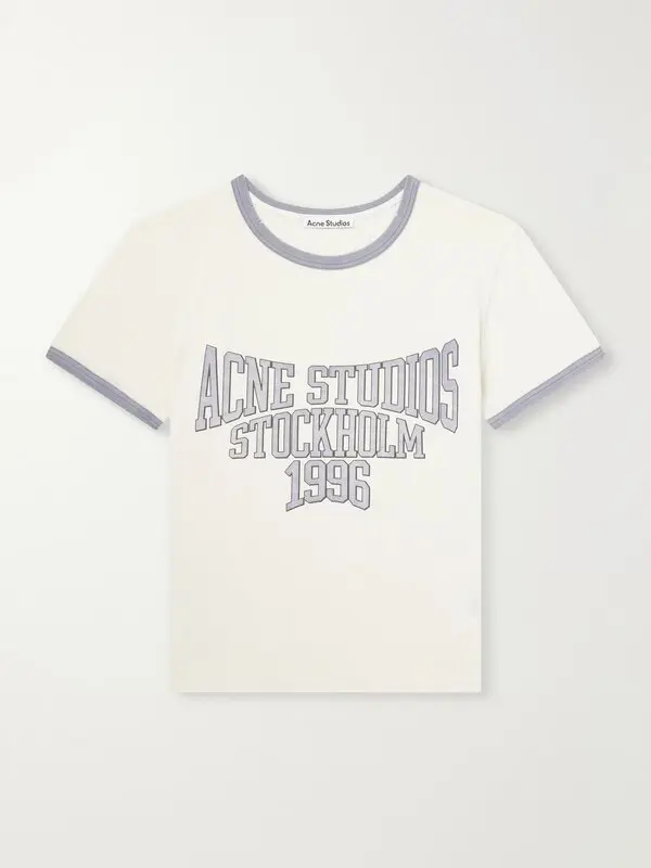 Acne Studios Logo-print Cotton-jersey T-shirt - Neutrals