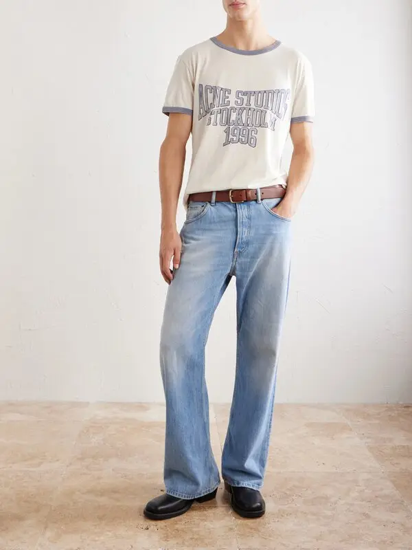 Acne Studios Logo-print Cotton-jersey T-shirt - Neutrals