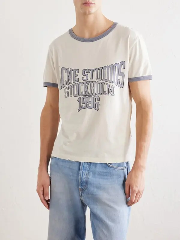 Acne Studios Logo-print Cotton-jersey T-shirt - Neutrals