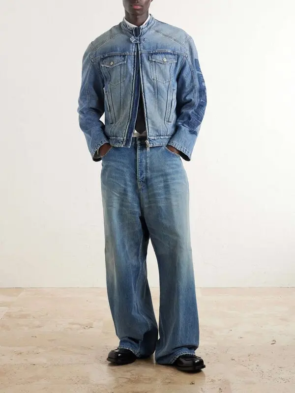 Balenciaga Denim Motorcycle Jacket
