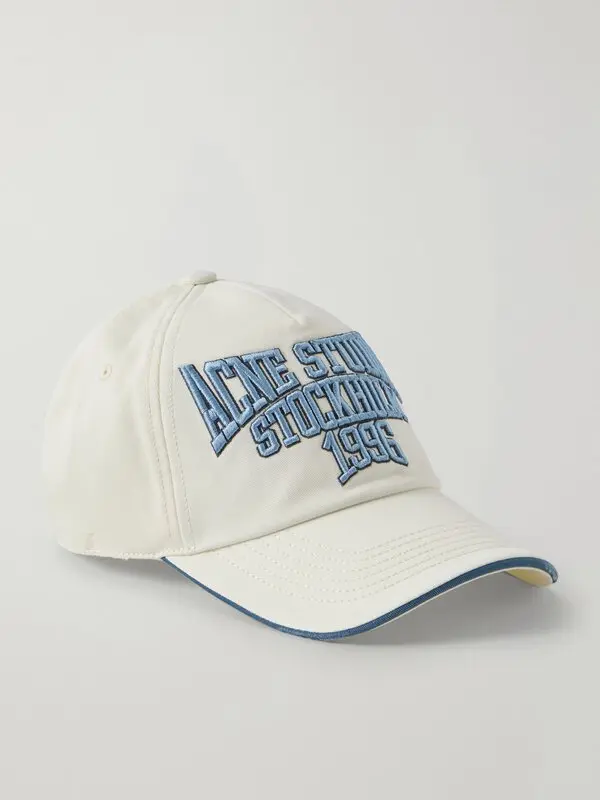 Acne Studios Embroidered Cotton Twill Baseball Cap - White