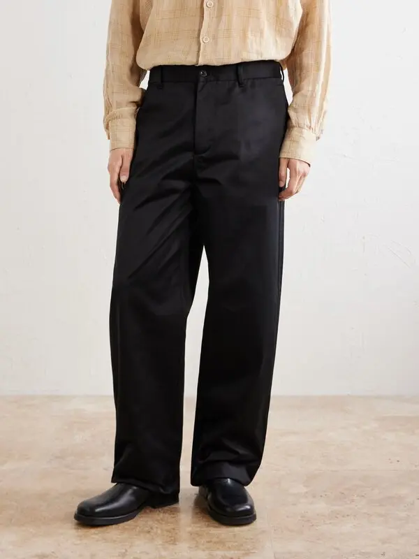 Acne Studios Straight-leg Pleated Cotton-satin Trousers