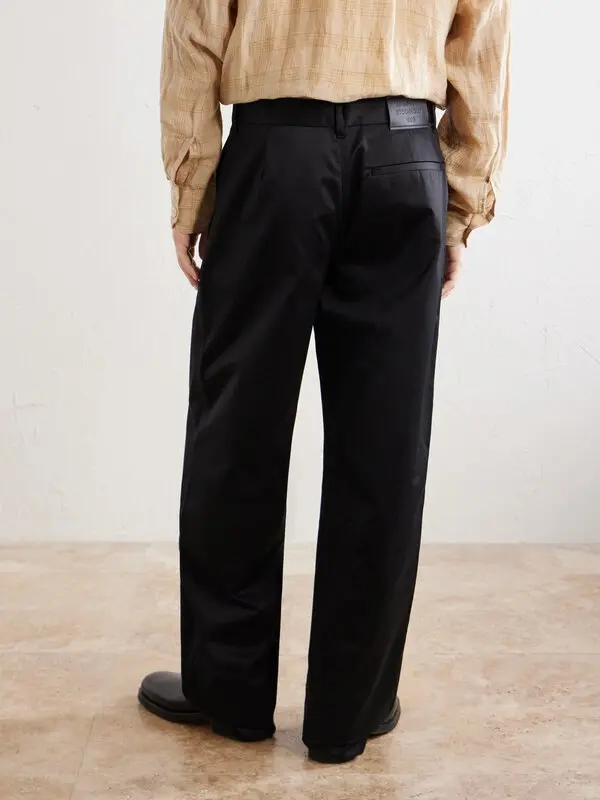 Acne Studios Straight-leg Pleated Cotton-satin Trousers