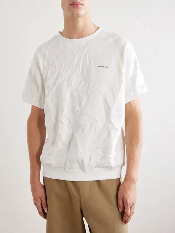 Acne Studios Fansas Logo-print Crinkled-jersey T-shirt