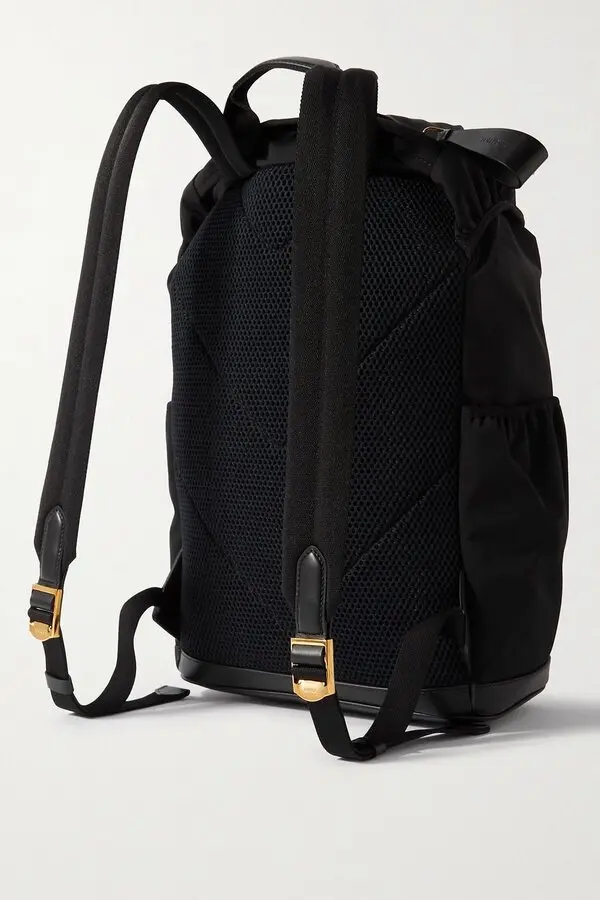TOM FORD Leather-trimmed Logo-appliqué Nylon Backpack