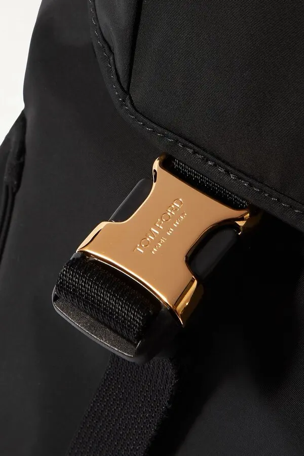 TOM FORD Leather-trimmed Logo-appliqué Nylon Backpack